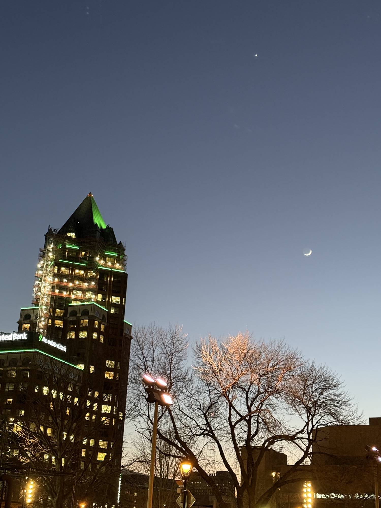 Venus and Crescent Moon over Milwaukee | Katherine Wikoff
